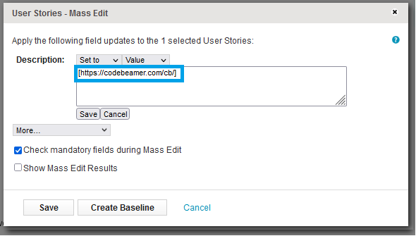 Mass Edit - How to Add a Hyperlink in a Text Field?
