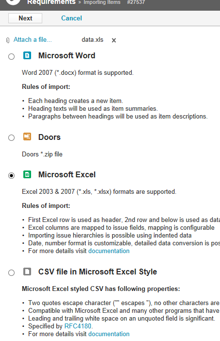 Importing Data from Excel to codebeamer